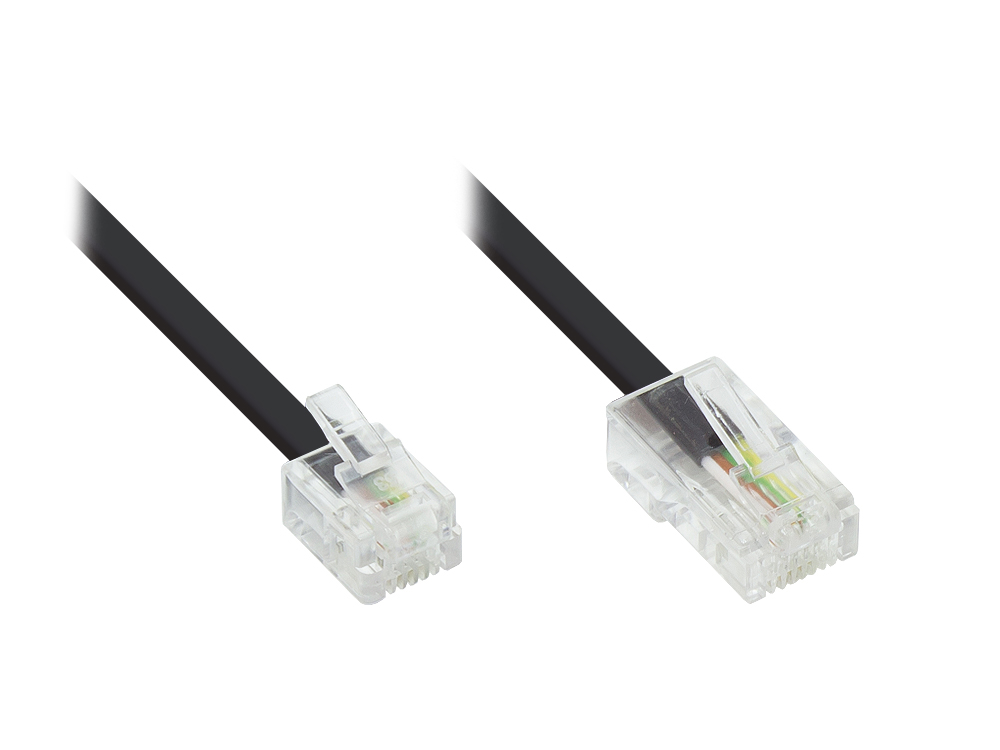 3m. RJ11/RJ45, sort - Telefonkabel-Stik - BWS Computers ApS